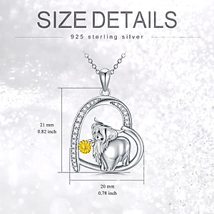 PROESS Highland Cow Necklace for Women 925 Sterling Silver Sunflower Cow Pendant Necklace Cow Jewelry Animal Lover Gifts