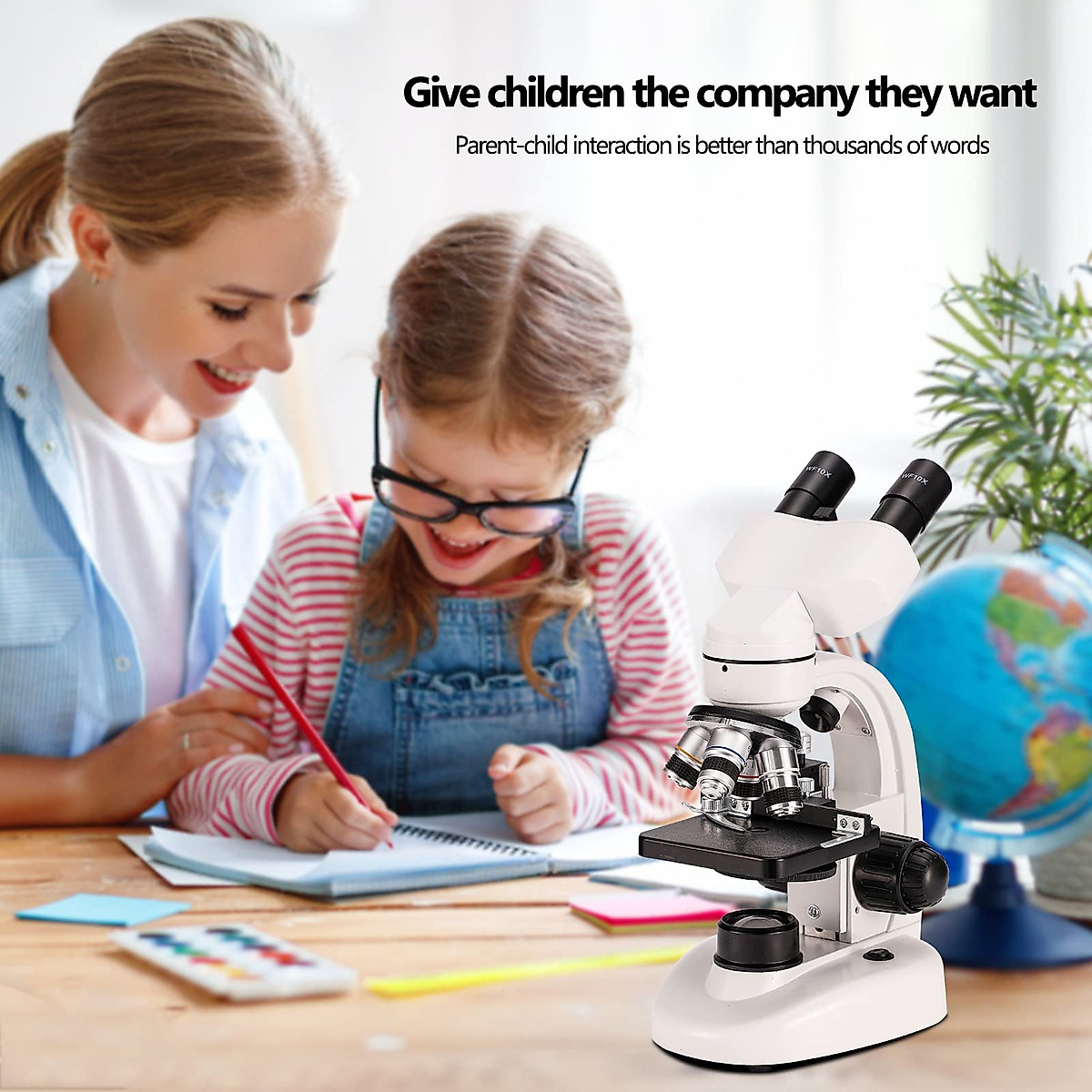 Compound Binocular Microscope, WF10x and WF25x Eyepieces,40X-2000X Magnification, LED Illumination Two-Layer Mechanical Stage (Binocular Four-Hole Microscope)