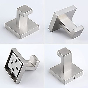 Angle Simple Bathroom Towel Hook 2 PCS, SUS304 Stainless Steel Bath Towel Holder, Square Robe Hook for Wall, Brushed Nickel