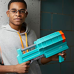 NERF Roblox Sharkbite: Web Launcher Rocker Blaster, Includes Code to Redeem Exclusive Virtual Item, 2 Rockets, Pump Action