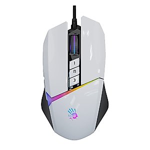 Bloody W60Max Wired RGB FPS Gaming Mouse, 10000 CPI, All Buttons Programmable, 2000Hz Report Rate, 250 IPS, 4M Onboard Memory (Pandawhite)