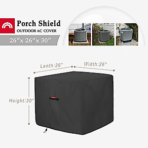 Porch Shield 600D Waterproof Air Conditioner Covers for Outside Units Square AC Cover Black - 26 x 26 x 30 inch