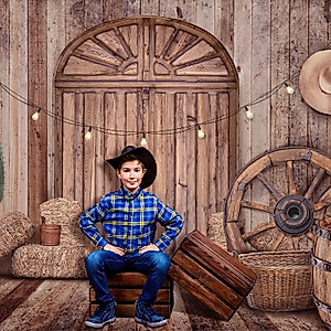 Cowboy Decorations Backdrop Western Party Decorations Rustic Background Banner Props Barn Farm Wild West Party Backdrop Vinyl Cowboy Birthday Supplies for Birthday Country Photography(6 x 8 ft)