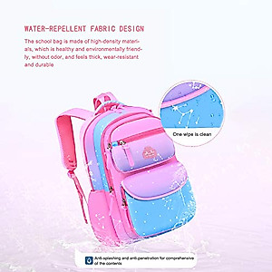 Reorzon Kids Primary School Backpack for Girls Toddler Kindergarten Preschool Starry Sky Gradient School Bookbag
