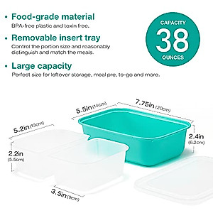 Glotoch Meal Prep Container, 38OZ 1 Compartment To Go Containers, Double Use As Divided Lunch Containers For Portion Control-Microwave&Freezer&Dishwasher Safe,BPA-Free,Reusable&Stackable,20 Pack,Green