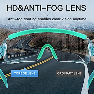 WEYMENG Safety Glasses Over Eyeglasses Anti Fog Safety Goggles Protective Glasses With Adjustable Frame For Men Women (Aquamarine)