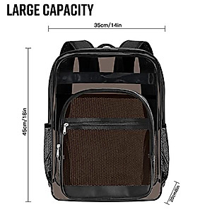 Clear Backpack, Large Backpack,Heavy Duty Sturdy Shape Transparent Backpack, Laptop backpack,See Through Backpacks for Work,Travel,Security,Festival(B-Black)