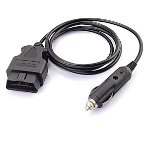 OLLGEN 3M/9.8ft Car OBDII Vehicle ECU Emergency Power Supply Cable Car Memory Save Any 12V DC Power Source OBD Male Connector Cable Adapter