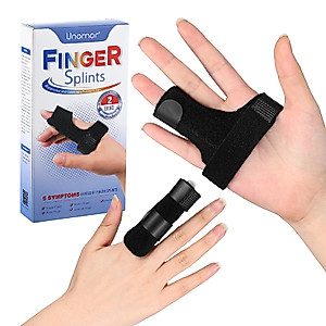 Trigger Finger Splint Knuckle Brace: 2 Pieces Adjustable Finger Padded Straightener for Right and Left Hand Index Middle Ring Pinky Support for Alleviating Finger Locking Popping Bending Stiffness