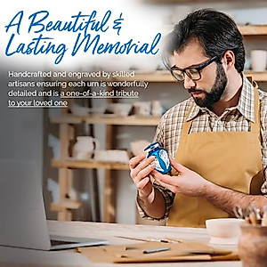 Blue Angel Keepsake Urn - Small Urn for Human Ashes Keepsake - Mini Blue Urn with Box & Bags - Honor Your Loved One with Angel Wings Urns for Ashes Small - Small Cremation Urn for Men & Women