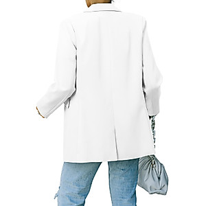 CRAZY GRID Women Business Casual Blazer Work Professional Office Blazer Jacket Ladies Buttons Long Sleeve Fashion Suit Jacket L White