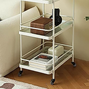 VLOBAOM 3-Tier Bar Cart for Home, Utility Kitchen Storage Island Serving Cart with Wheels, Decorative End Table, Mobile Coffee Table,69x40x90cm,Silver