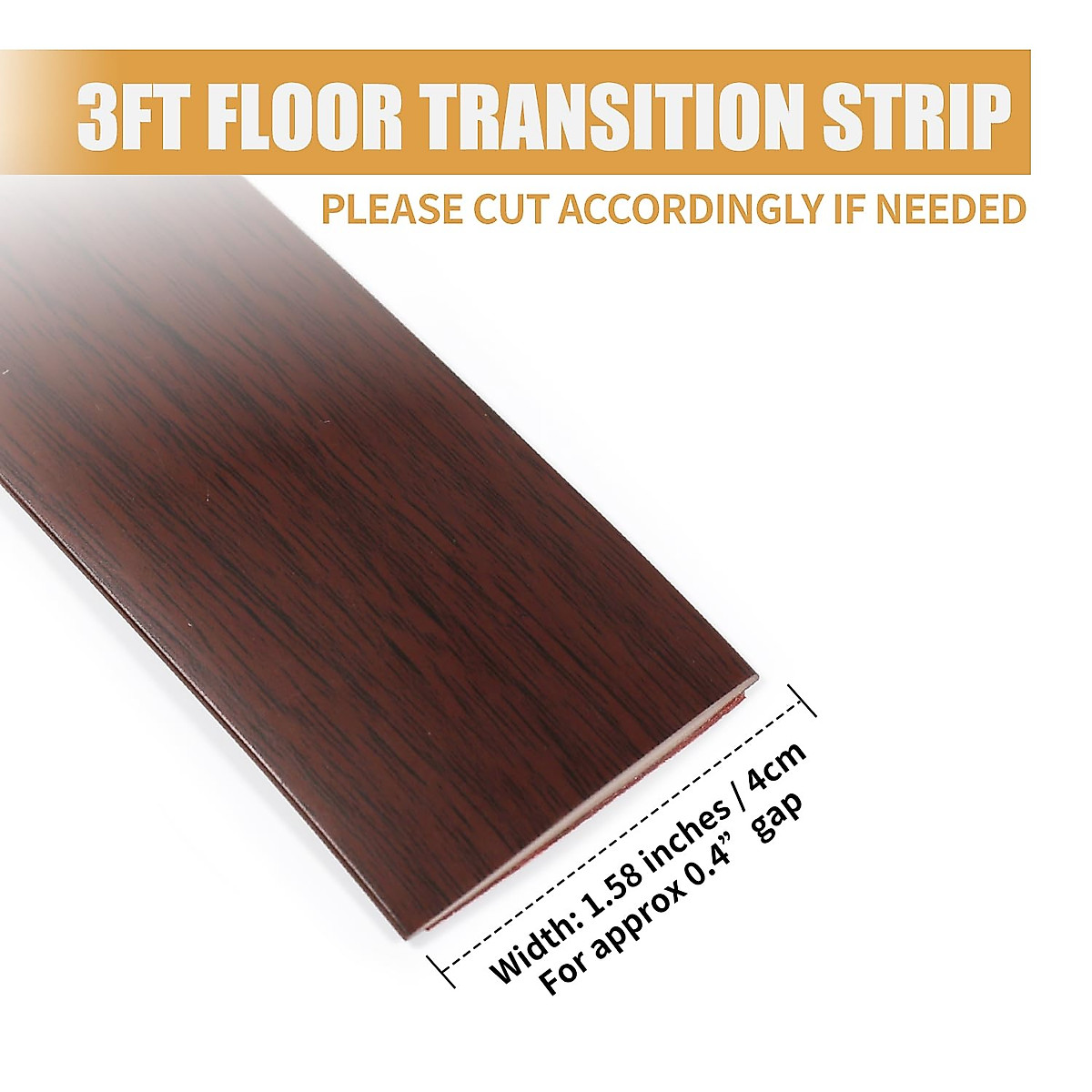 Floor Transition Strip, 3.3 Ft Self Adhesive Vinyl Flooring Transition Strips Wood to Tile Floor Divider Strip for Joining Floor Gaps Tiles Carpet Threshold Transition (1.58in W, Coffee)