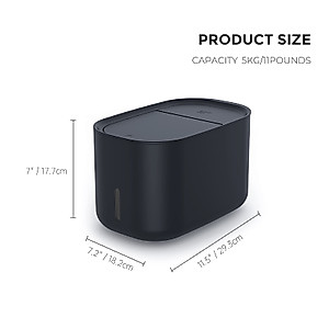 Zuutii Rice Storage Container,Food Container, Dry Food Storage, Pet Food Dispenser, 6.9Qt Large Storage Bin with Lid,Silicone Ring & Moisture Proof, for Grain Cereal Soybean Corn, Black