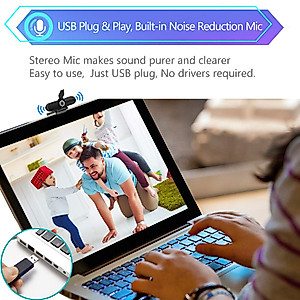 Webcam 4K HD Computer Camera 8MP Microphone PC Web Camera, Full Widescreen Laptop USB Webcams, Privacy Shutter, Tripod, Mac Desktop Notebook Webcam, Video Calling Recording Webcam