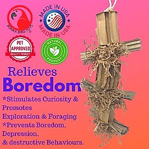 Bonka Bird Toys 3858 Duo Natural Boxy Eddy Foraging Shred Small Medium Bird Toy Cardboard Waffle Crinkly Paper Conures Parakeets African Greys and Other Similar Birds