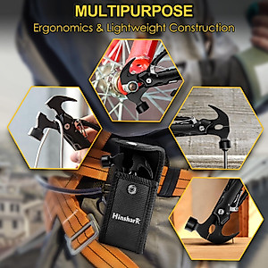 Hinshark Gifts for Men, Hammer Multitool Camping Accessories Cool Gadgets Tools for Men, Birthday Gifts for Him, Men, Dad, Boyfriend, Husband, Grandpa, Fathers Day Gift from Daughter