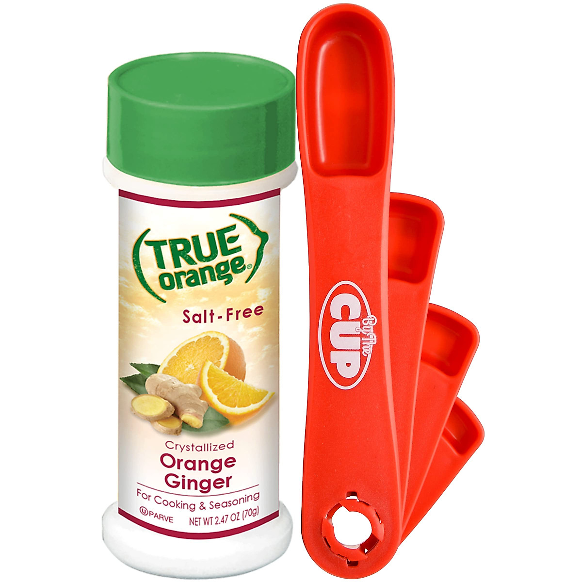 True Citrus True Orange Ginger Spice Blend, 2.47 oz Shaker with By The Cup Swivel Spoons