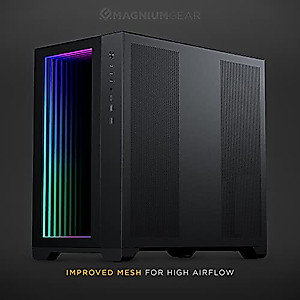MagniumGear (MG-NE620QI_DBK02) NEO Qube 2 IM, Dual Chamber ATX Mid-Tower, Digital-RGB Infinity Mirror Front Panel, Front I/O USB Type C, Tempered Glass Panels, Black