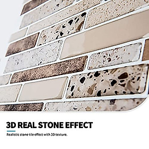 Art3d Peel and Stick Brick Kitchen Backsplash Self-Adhesive Wall Tile Stone Design, 10 Sheets (Brown)