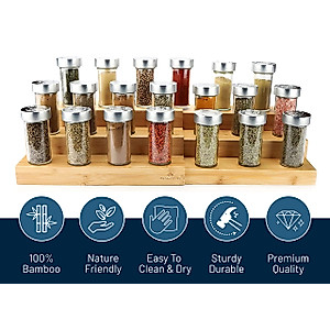 RoyalHouse Bamboo Expandable Spice Rack Organizer 3-Tier Kitchen Cabinet Space Space Saver Countertop Display Shelf