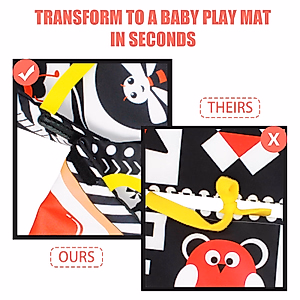 ONTODEX Baby Toys 0-6 Months, 4-in-1 Infant Tummy Time Mat, Newborn Black and White High Contrast Toddler Sensory Activity Play Mat with Mirror, Teethers, Rattles