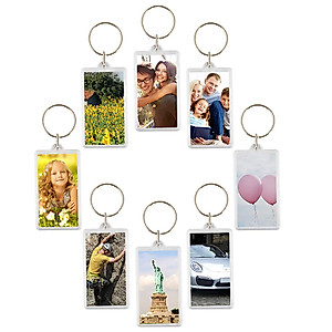 50pcs Size:2.51"x1.33" Custom Personalised Insert Photo Acrylic Blank Keyring Keychain Wholesale