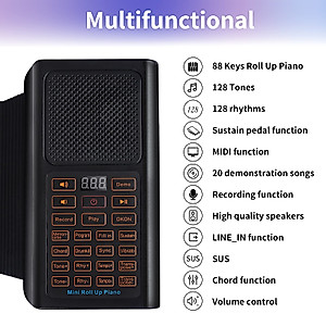 88 Key Keyboard Piano Roll Up Piano Electric Digital Piano Kids Hand Roll Piano For Kids Adults Gifts