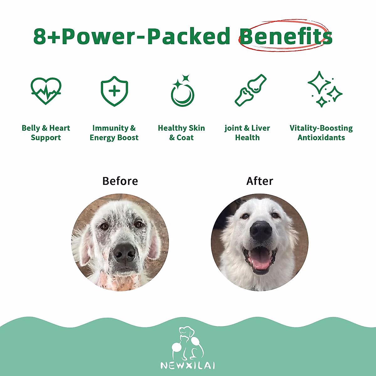 Multivitamin Chews for Dog Supplement-Dog Multivitamin Treats with Glucosamine chondroitin Probiotics Omega Fish Oil Improved Digestion Antioxidants Support Skin Hip Joint with Healthy Immune System