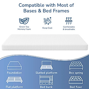 PayLessHere 5 Inch Full Green Tea Memory Foam Mattress Cooling Gel Infused Mattress,Medium Firm Mattresses Fiberglass Free/CertiPUR-US Certified/Bed-in-a-Box/Pressure Relieving Full Size,White