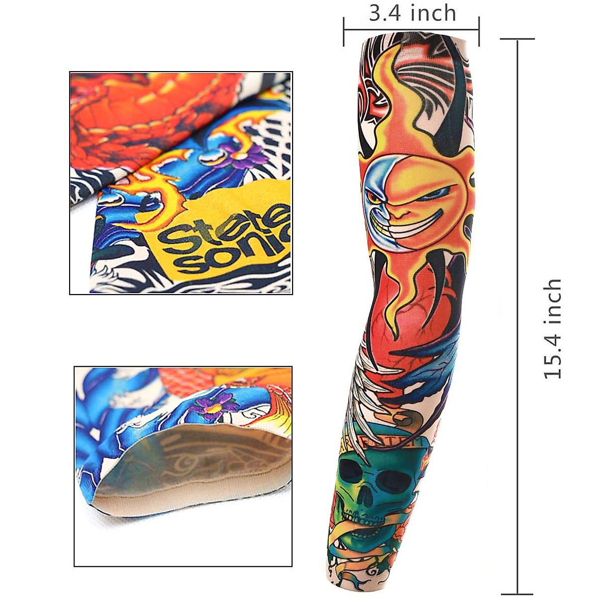 AKStore 20PCS Set Arts Fake Temporary Tattoo Arm Sunscreen Sleeves Designs Tiger, Crown Heart, Skull, Tribal and Etc