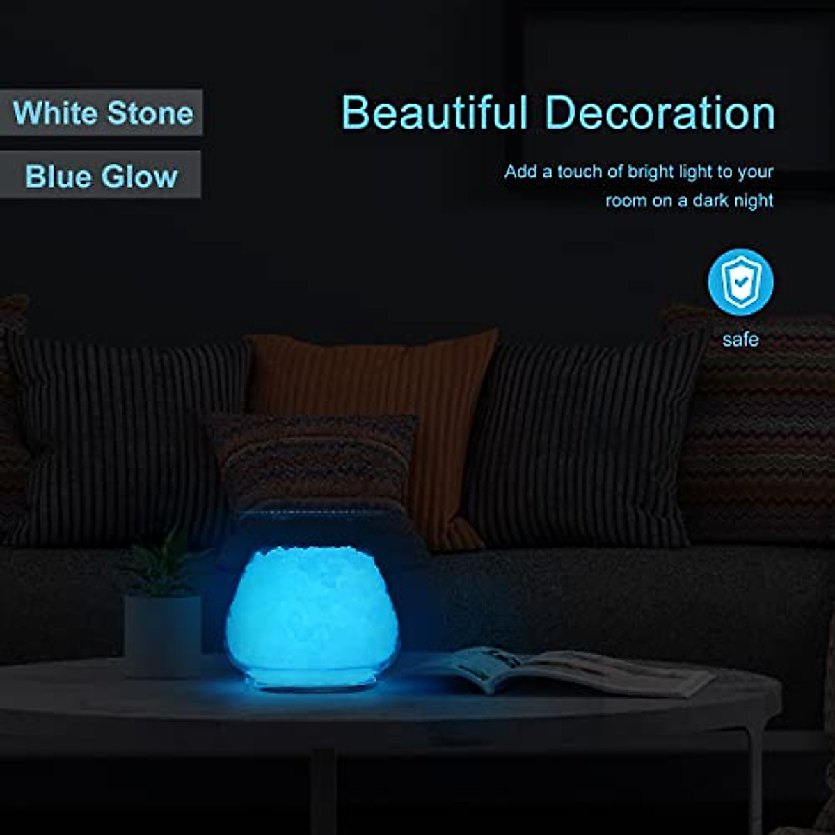 Oubest 300Pcs Small Glow in The Dark Rocks Garden Pebbles Fish Tank Decorations Stones Aquarium Gravel Garden Planter Rocks-White