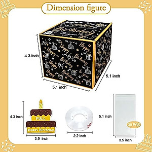 DTESL Happy Birthday Day Money Box for Cash Gift Pull,Money Gift Boxes for Cash,Money Box for Cash Gift Black & Gold Money Holder for Cash with Pull Out Card DIY Set Surprise Birthday Gift Box