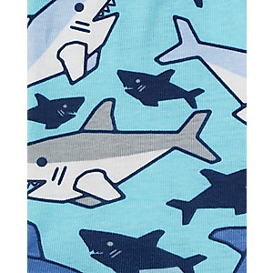 The Children's Place Baby-boy and Toddler Snug Fit 100% Cotton Sleeve Top and Shorts 4 Piece Pajama Set, Jawsome Sharks, 5T