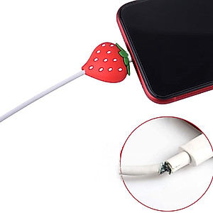 OUKEYI 14 Pieces Cute Fruit Cable Protector for Charger, Animal Charger Protector, Cord Protector USB Cable, Cable Saver Phone Accessory