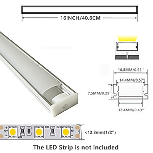 THMOOTHER 6-Pack 16inch Surface Mounted LED Strip Aluminum Channel with Anti UV Diffuser - Enhance Your Lighting with Style and Functionality