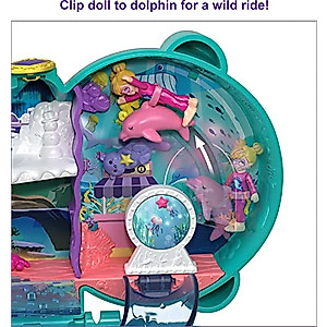 Polly Pocket Compact Playset, Otter Aquarium with 2 Micro Dolls & Accessories, Travel Toys with Surprise Reveals (Amazon Exclusive)
