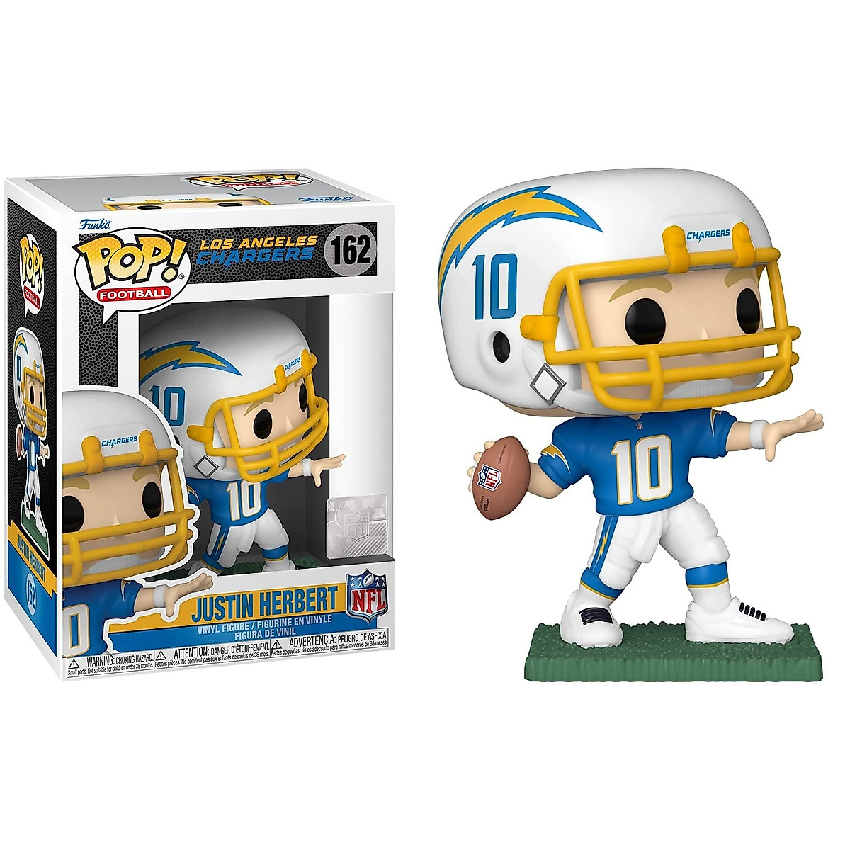 FunK0Protector Pop NFL: Justin Herbert Los Angeles Pop # 162 Vinyl Figure Bundled with EcoTek Pop Protector