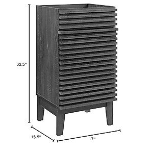 Modway Render 17" Particleboard and Laminate Bathroom Vanity Cabinet in Charcoal