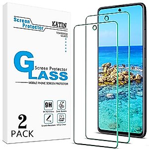 KATIN [2-Pack] Designed for Samsung Galaxy A51/ A51 5G/ 5G UW Tempered Glass Screen Protector, Fingerprint Unlock, Anti Scratch, Bubble Free, 9H Hardness, Case Friendly