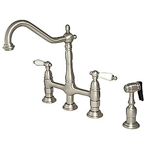 Elements of Design ES1278PLBS New Orleans 8" Center Kitchen Faucet with Side Sprayer, 8-3/4", Brushed Nickel