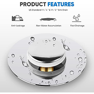 Fits Any 1.25” to 1.65” Wide tub Drain Stainless Steel Sink Cover, pop-up Universal Odor Resistant Sink Drain with Silicone Gasket, and Shower Cap with Anti Clogging Filter (lvzui-nebxazw-2)