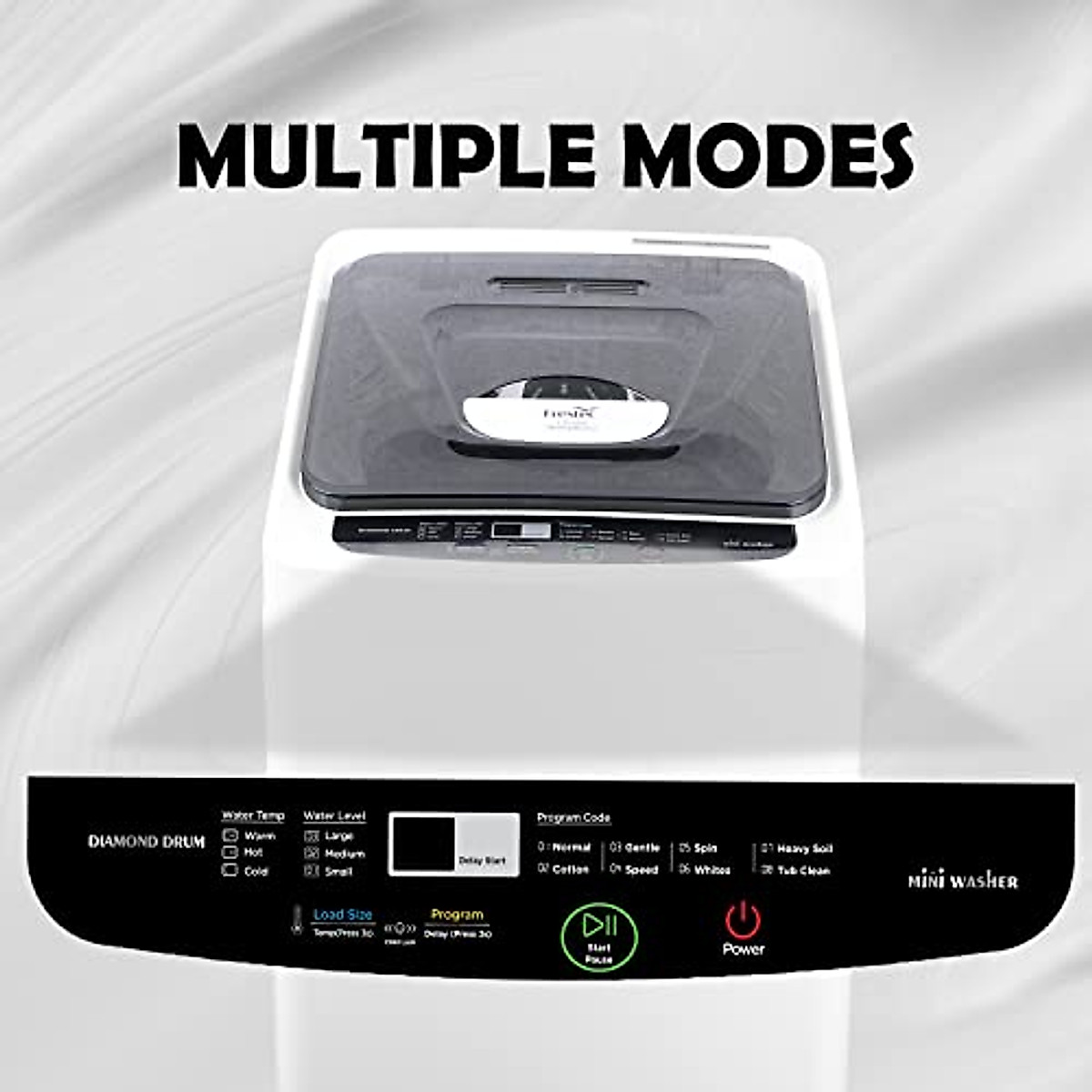 Frestec Portable Washing Machine, 1.38 Cu.Ft. Full-Automatic Small Washer, 2 in 1 Compact Laundry Washer, 8 Wash Cycles 3 Water Level Selections, Perfect for Apartment, Home, Dorm (1.38 Cu.Ft.)