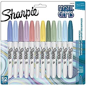 SHARPIE Permanent Markers, Mystic Gem Special Edition, Fine Point, Assorted Colors, 12 Count
