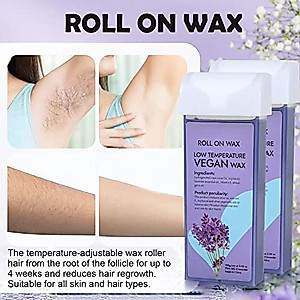Roll on Wax Kit for Hair Removal, Digital Wax Roller Kit, Lavender Roller Waxing Kit, Home Waxing Kit for Women and Men