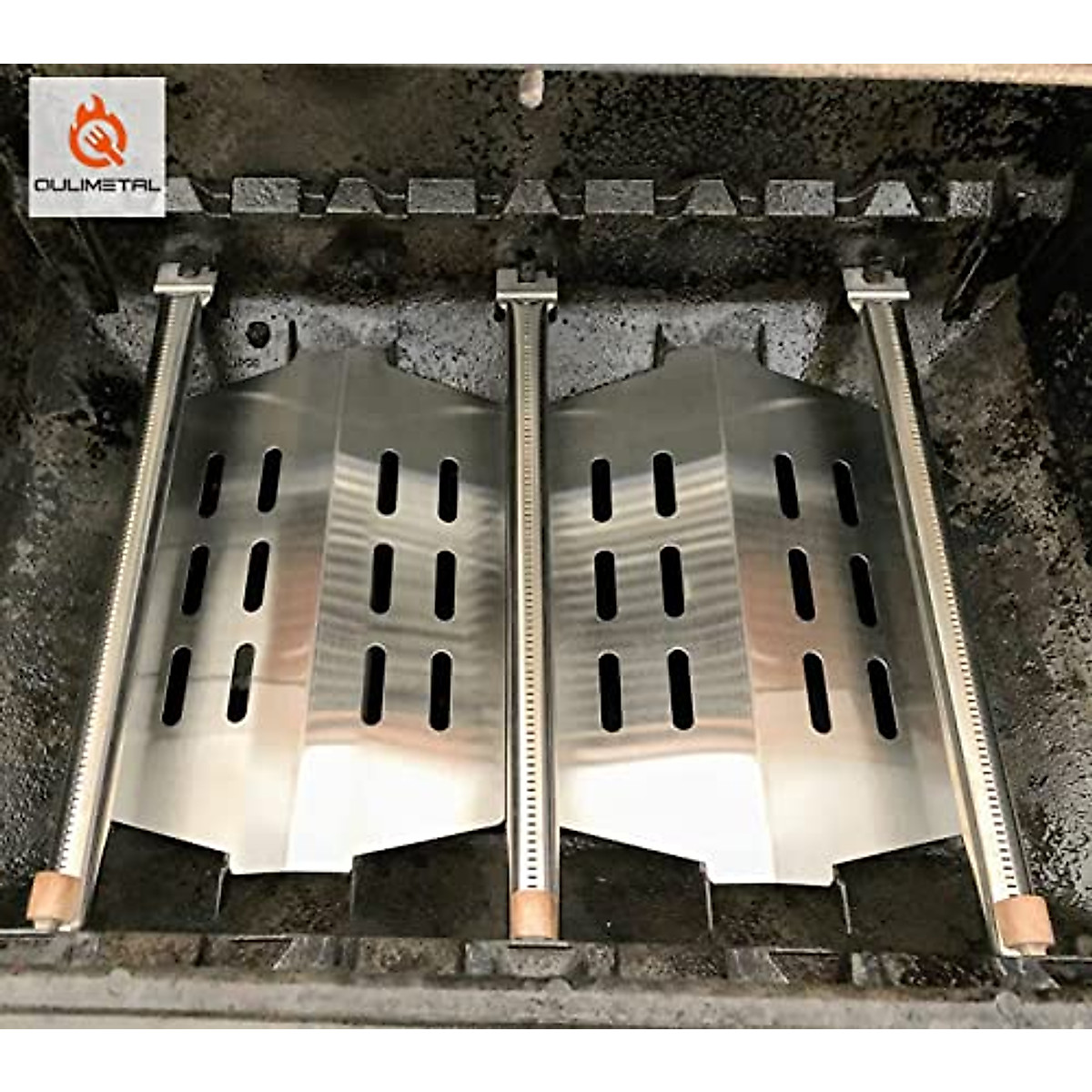 QuliMetal 19.5" 62752 Grill Burner and 7130 Grill Cover for Weber Genesis 300 Series (2011-2016) with Front Control Panel