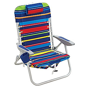 Rio Beach 4-Position Backpack Lace-Up Suspension Folding Beach Chair,Aluminum, Multi Stripe