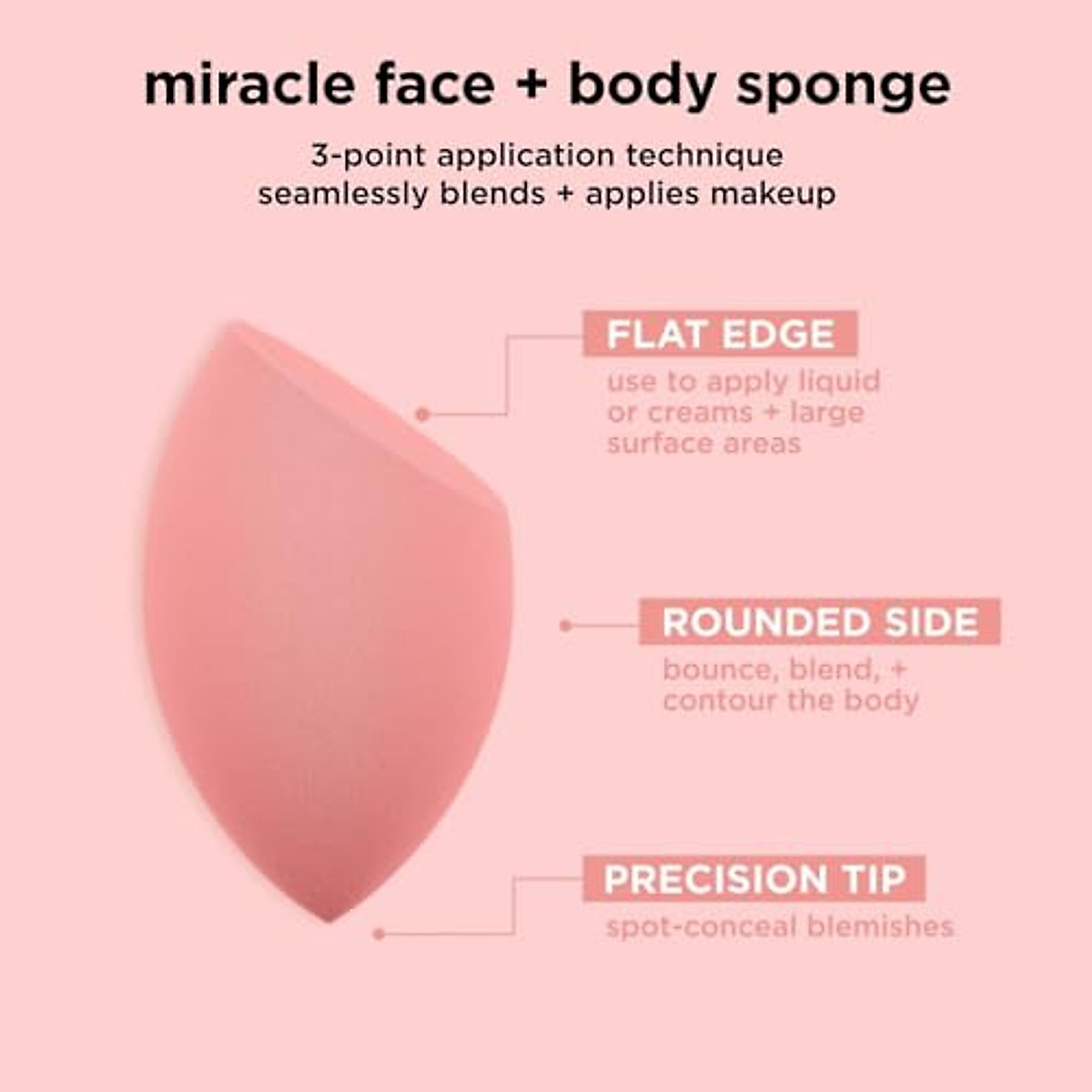 Real Techniques Miracle Face + Body Sponge, XL Makeup Blending Sponge For Whole Body, Ideal For Foundation, Body Makeup, & Self Tanner, Cruelty Free & Vegan, Latex Free, Packaging May Vary, 1 Count