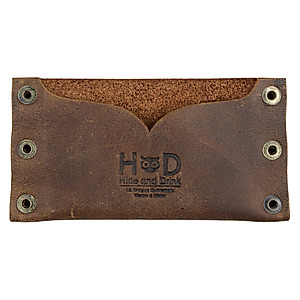 Hide & Drink, Leather Riveted Card Holder, Holds Up to 3 Cards, Cash Organizer, Accessories, Handmade Includes 101 Year Warranty :: Bourbon Brown