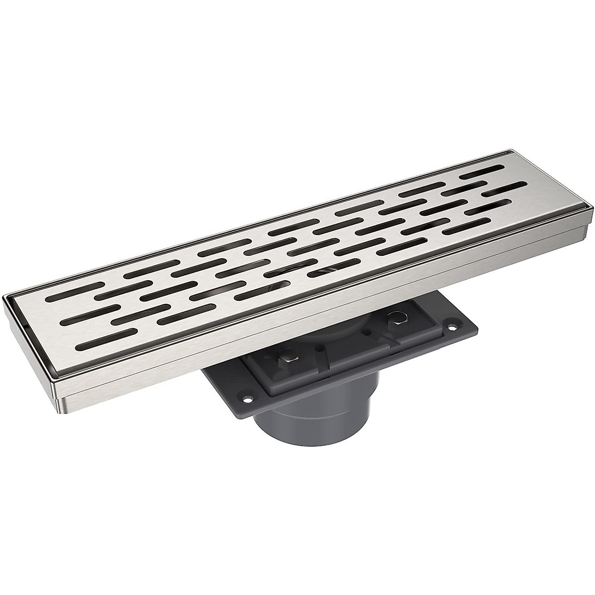 EMBATHER 12 Inches Shower Drain with Removable Strainers,PVC Shower Drain Base for Bathroom Floor Drain,Brushed Nickel Stainless Finished